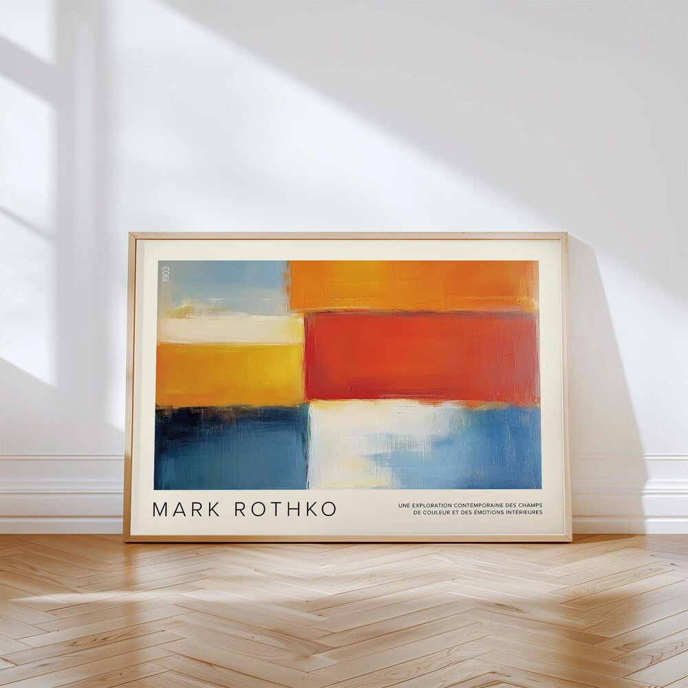 Abstract Colorful Living Room Wall Art, Red Yellow Blue, Mark Rothko Inspired Poster, Modern ...