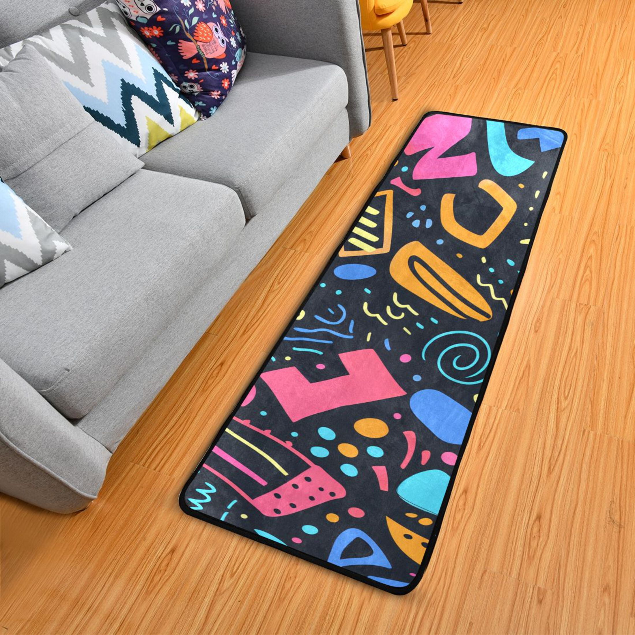 Abstract Colorful Modern Doodles Hallway Runner Rug 2' X 6' Area Rug ...