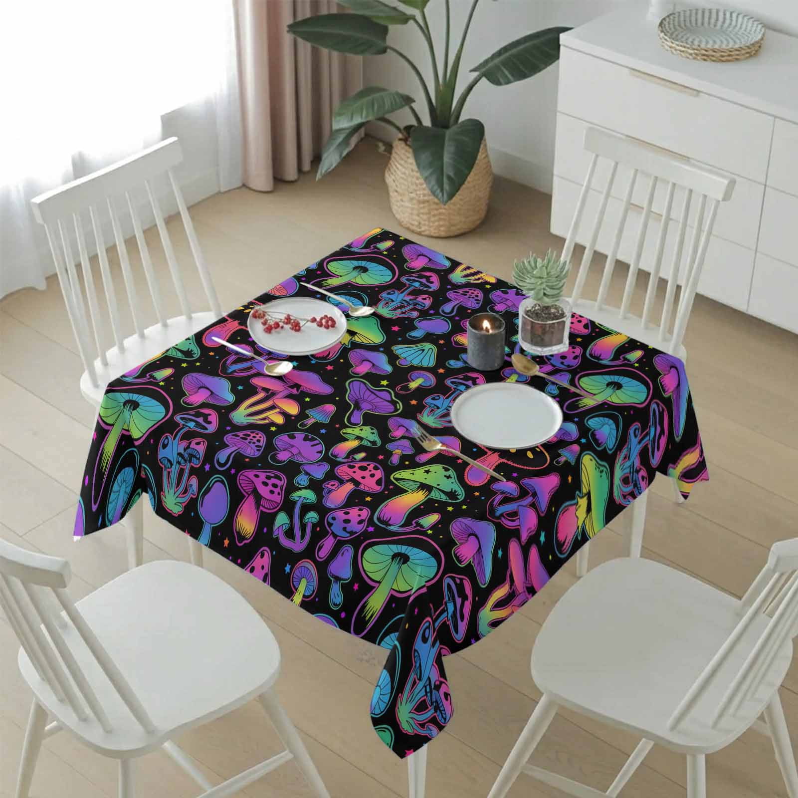 Abstract Colorful Mushroom on Gradient Table Cloth 54x54in, Waterproof ...