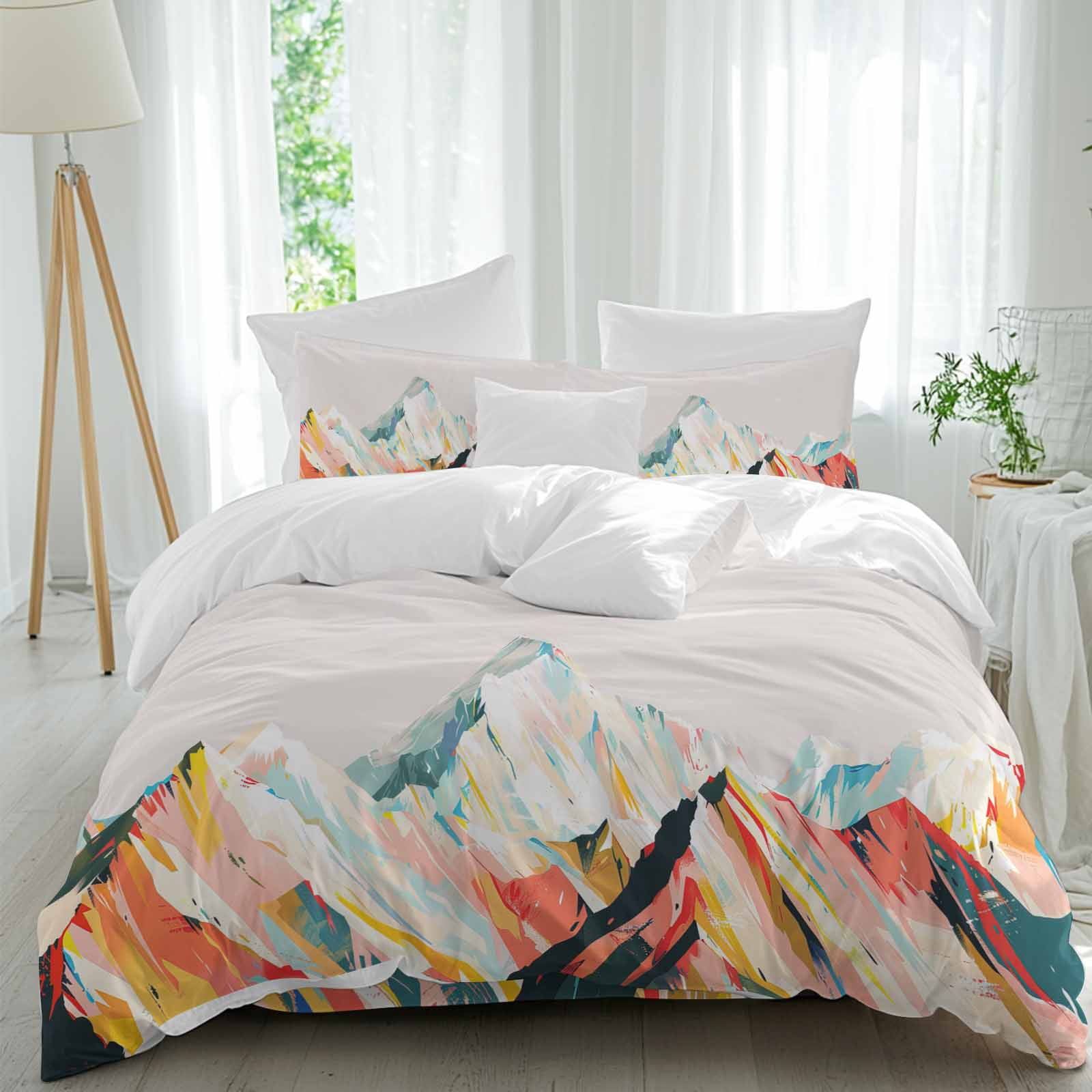 Abstract Colorful Natural Scene Mountain Soft Breathable Bedding Set ...