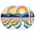 Abstract Colorful Ocean Sun Leather Placemats Set of 2, 15 Inch, Modern ...