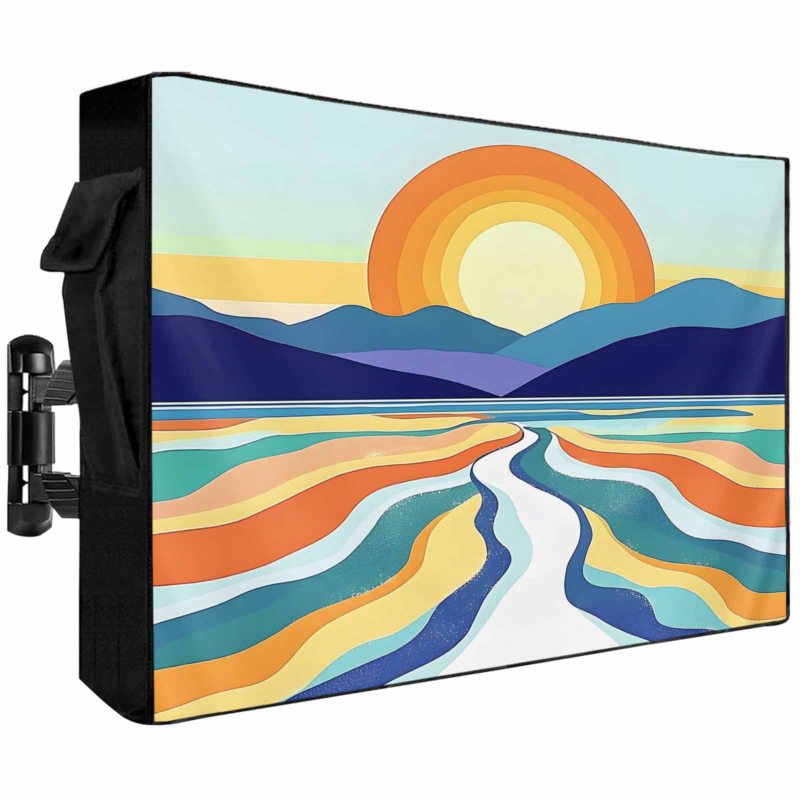 Abstract Colorful Ocean Sun Outdoor TV Cover 70 to 75 inch Modern Art ...