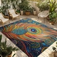 Abstract Colorful Outdoor Rug, Peacock Feather Diamond Art Non-Slip ...