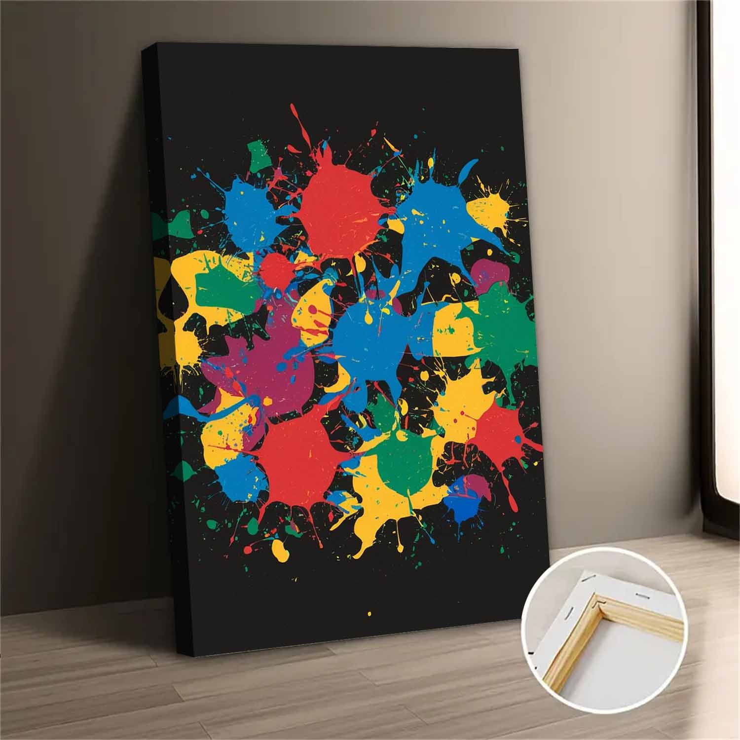 Abstract Colorful Paint Splatter Canvas Wall Art for Bedroom, Living Room, Office - Walmart.com