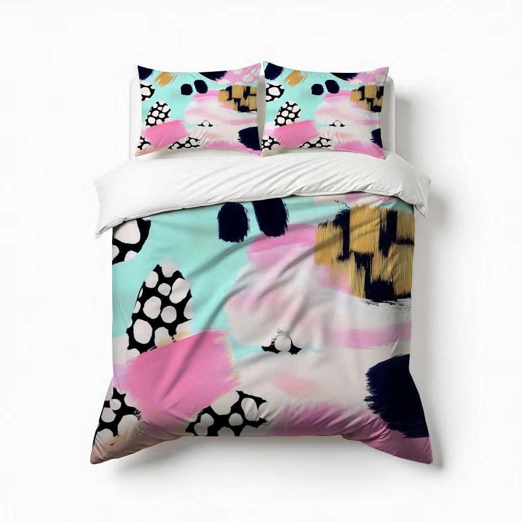 Abstract Colorful Painted Artwork Bedding Set 3 Pcs Soft Microfiber ...