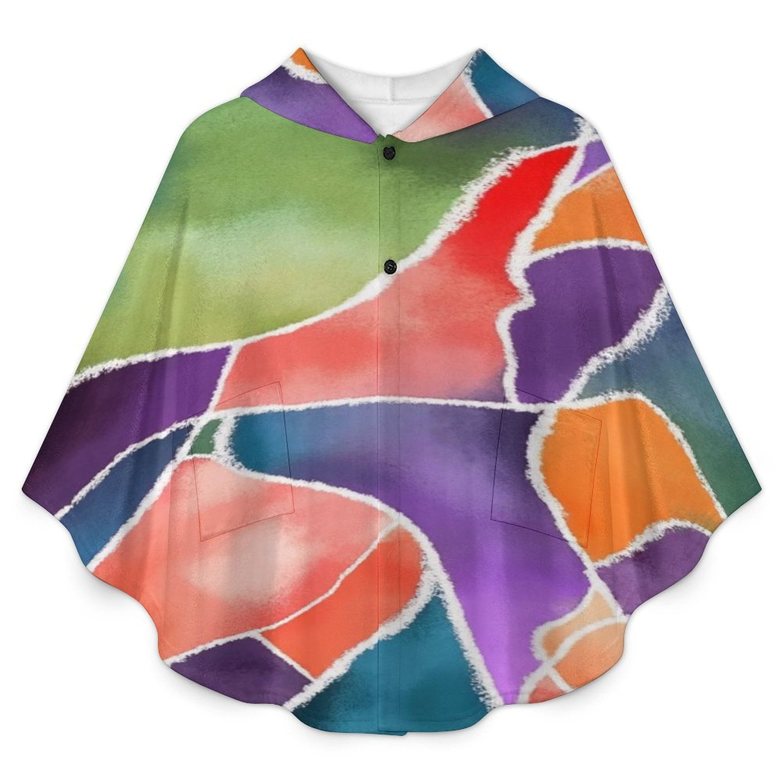 Abstract Colorful Painted Shapes Blanket Oversized Wearable Hooded ...