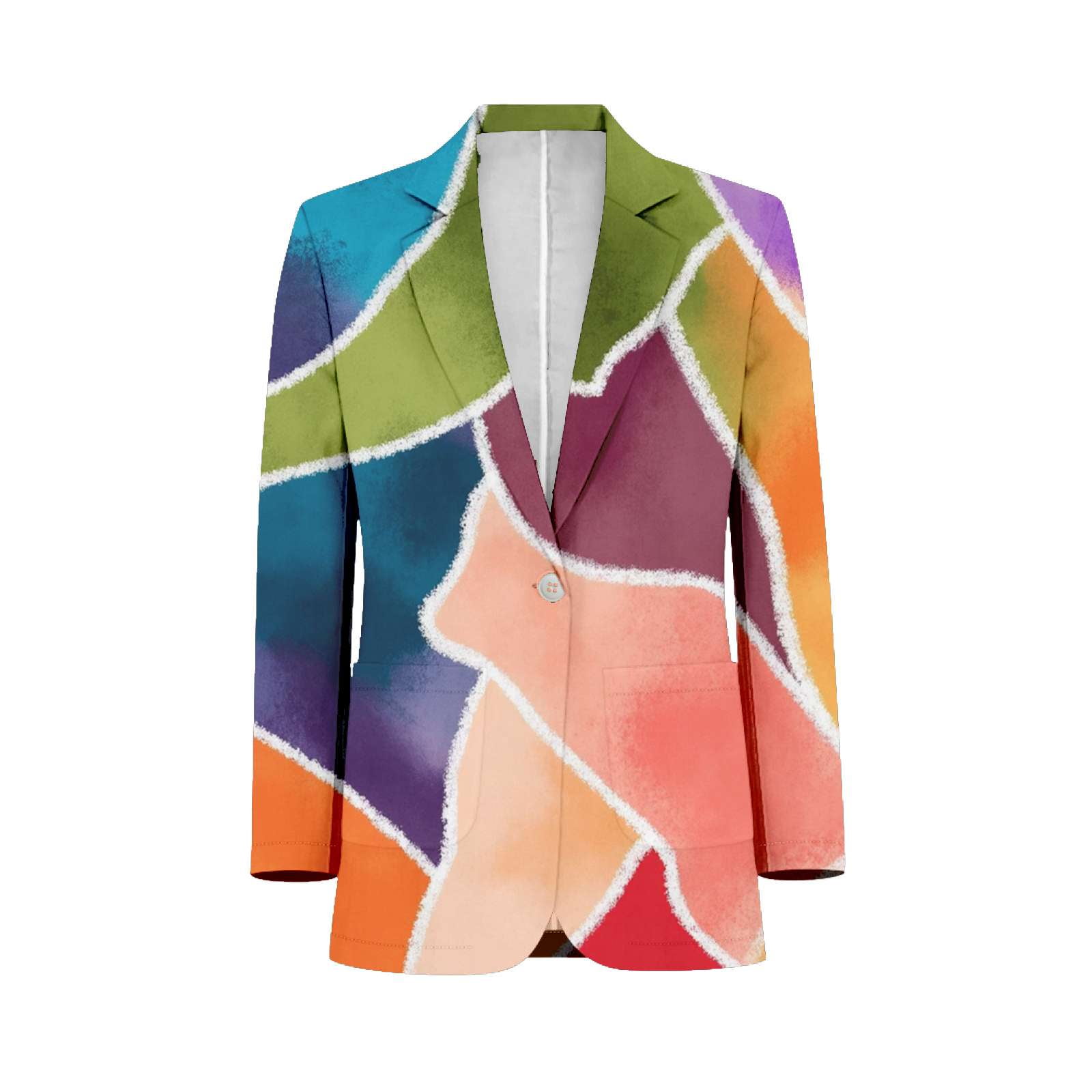 Abstract Colorful Painted Shapes Customized Men's Suits full man Shawl ...