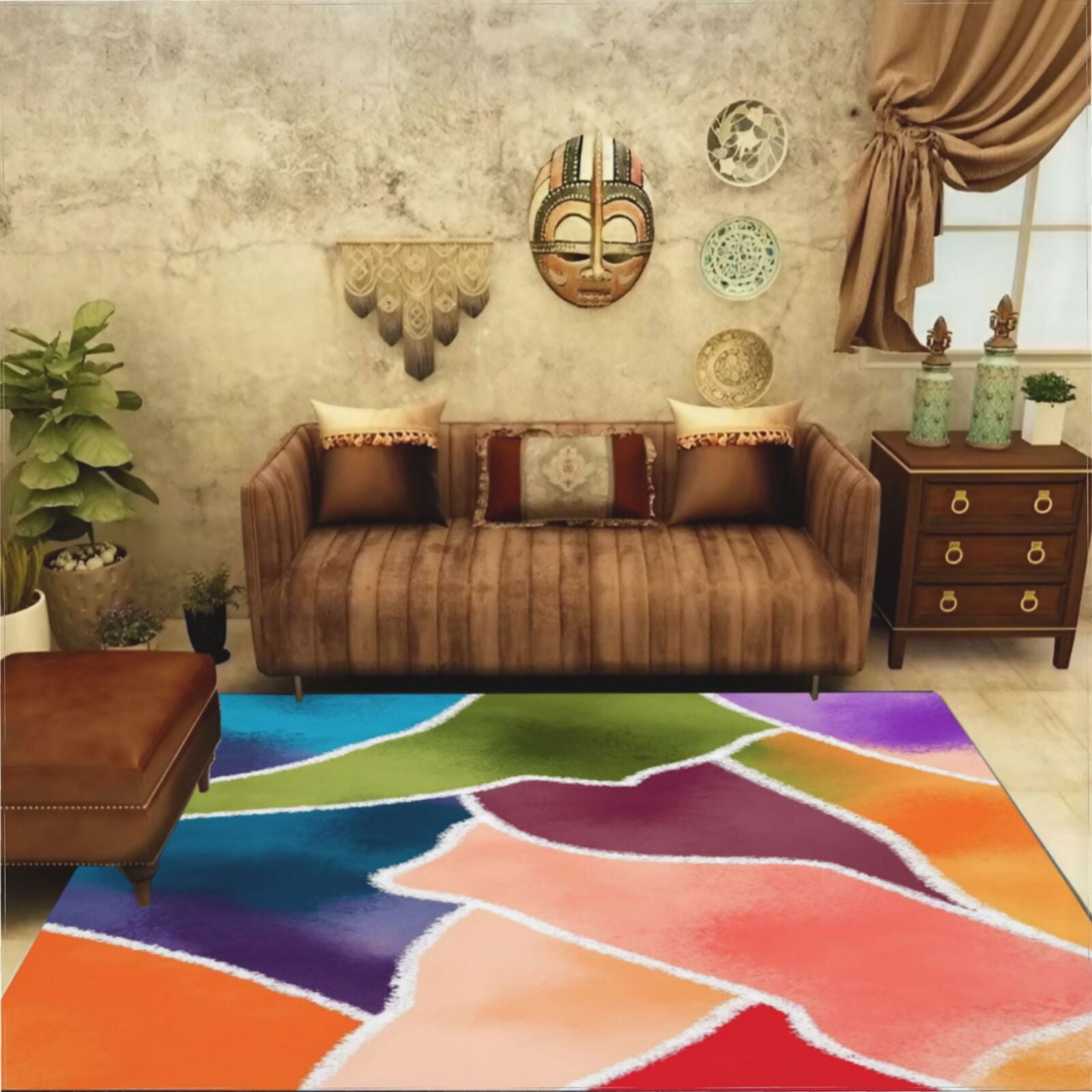 Abstract Colorful Painted Shapes Living Room ration Nordic Carpets ...