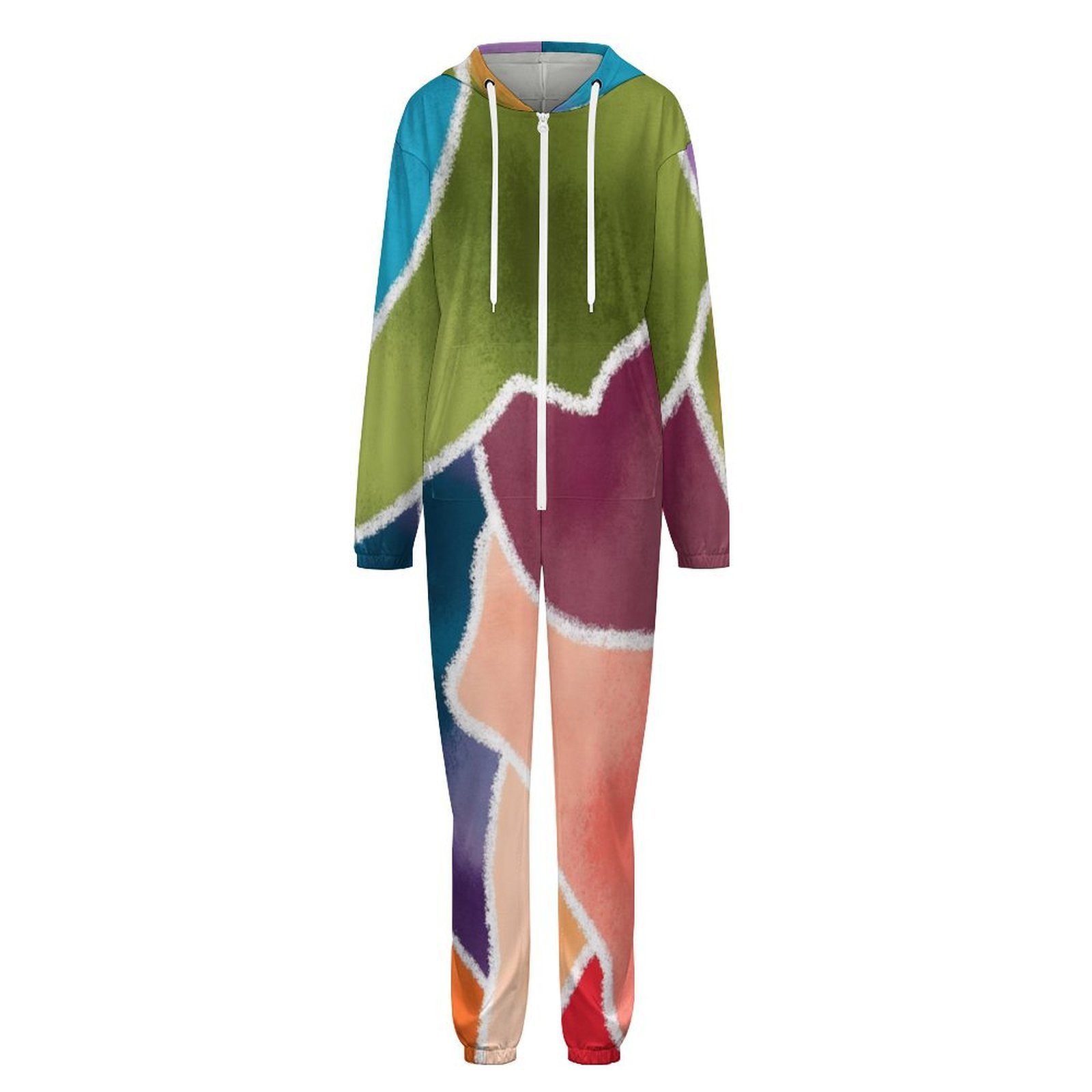 Abstract Colorful Painted Shapes Unisex Adult Onesie Pajamas with ...