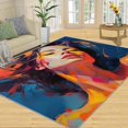 Abstract Colorful Portrait Area Rug, Modern Woman Digital Painting ...