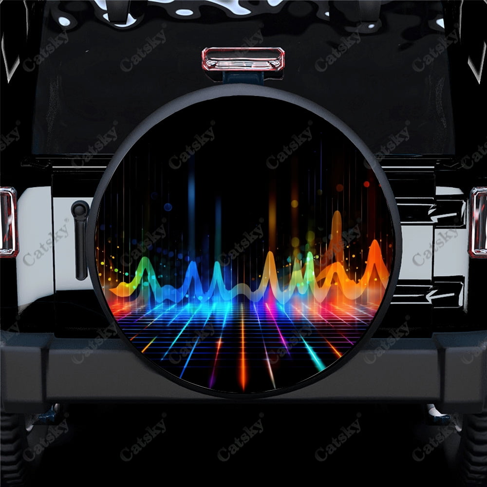 Abstract Colorful Radio Waves Pattern Polyester Universal Spare Wheel ...