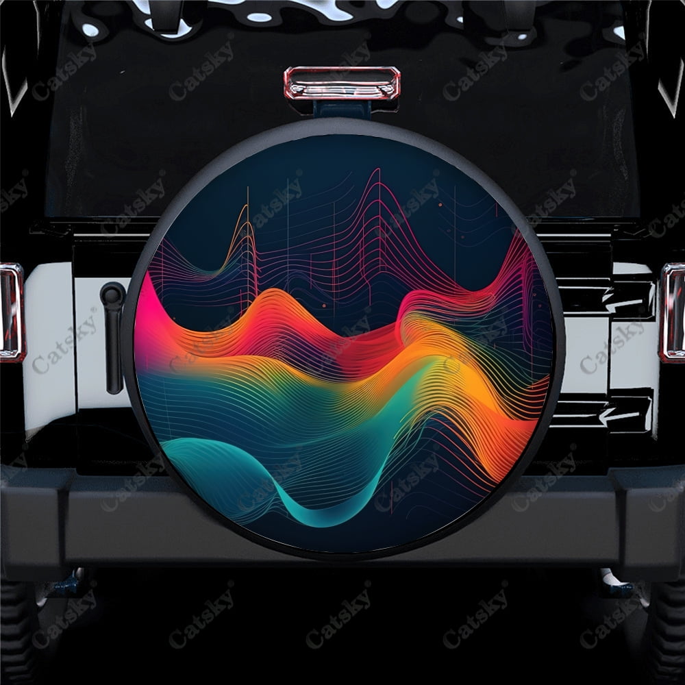 Abstract Colorful Radio Waves Pattern Polyester Universal Spare Wheel ...