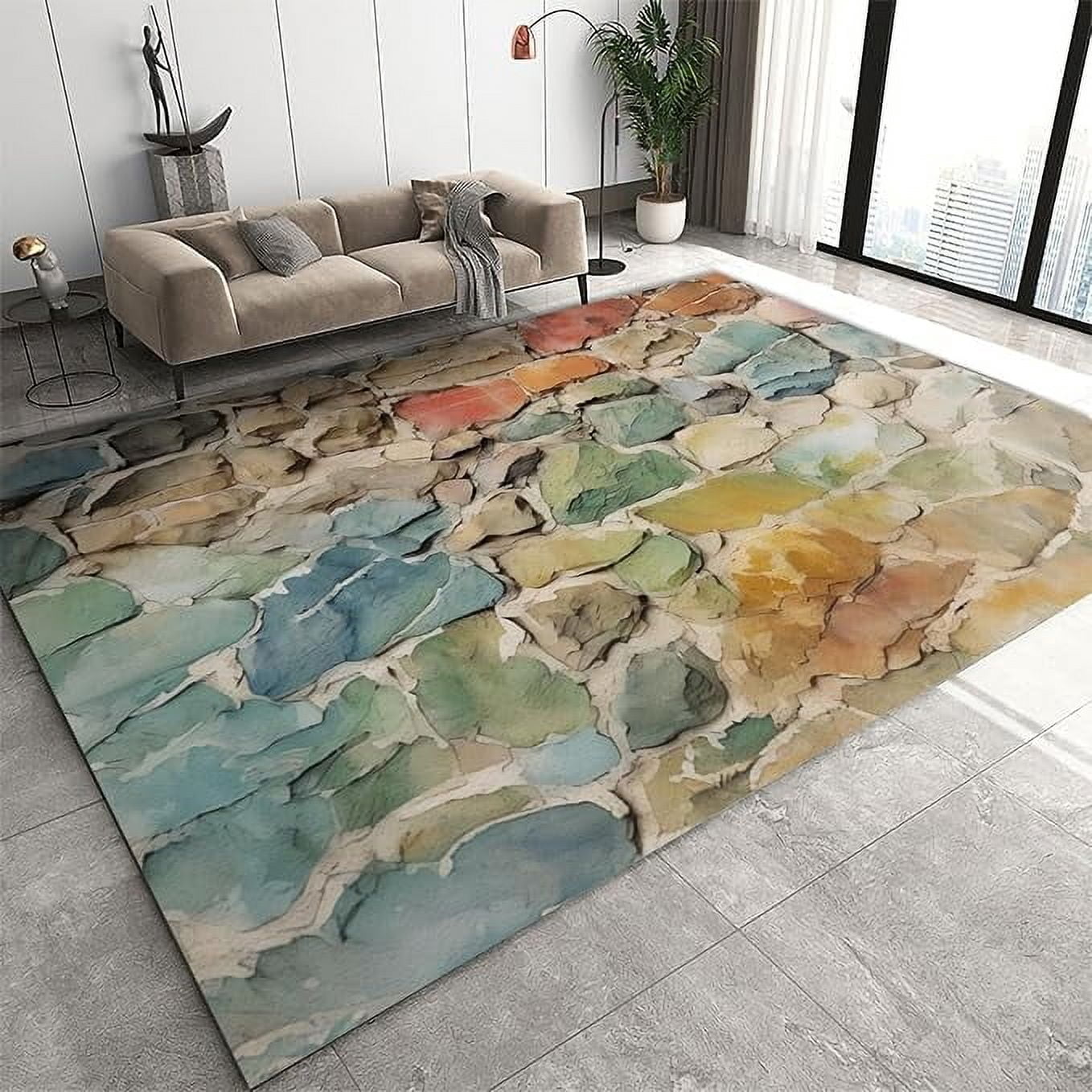 Abstract Colorful Rock Art Runners Rugs For Hallways, Modern Unique ...