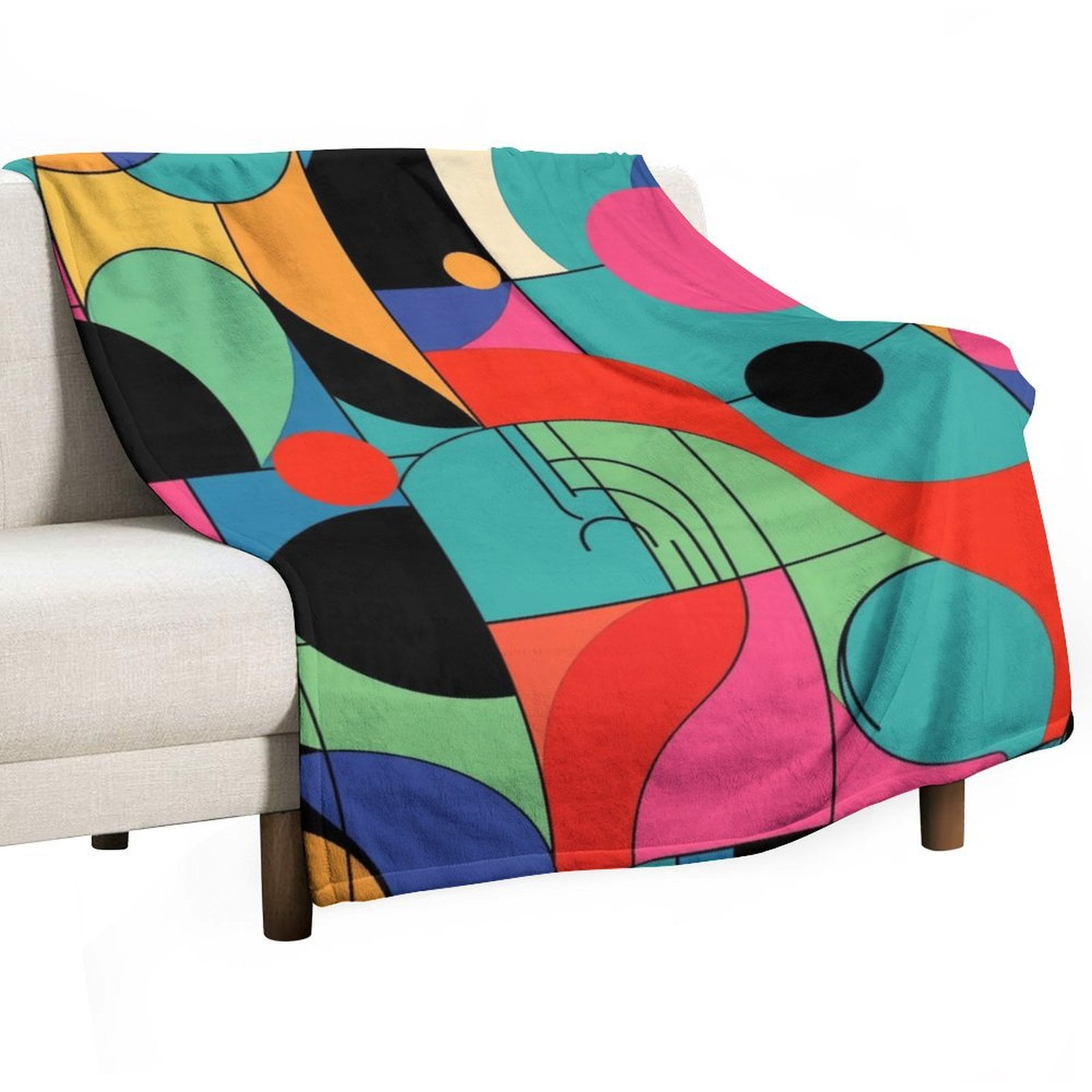 Abstract Colorful Shapes Blanket Picnic Blankets Warm Blanket Soft And ...