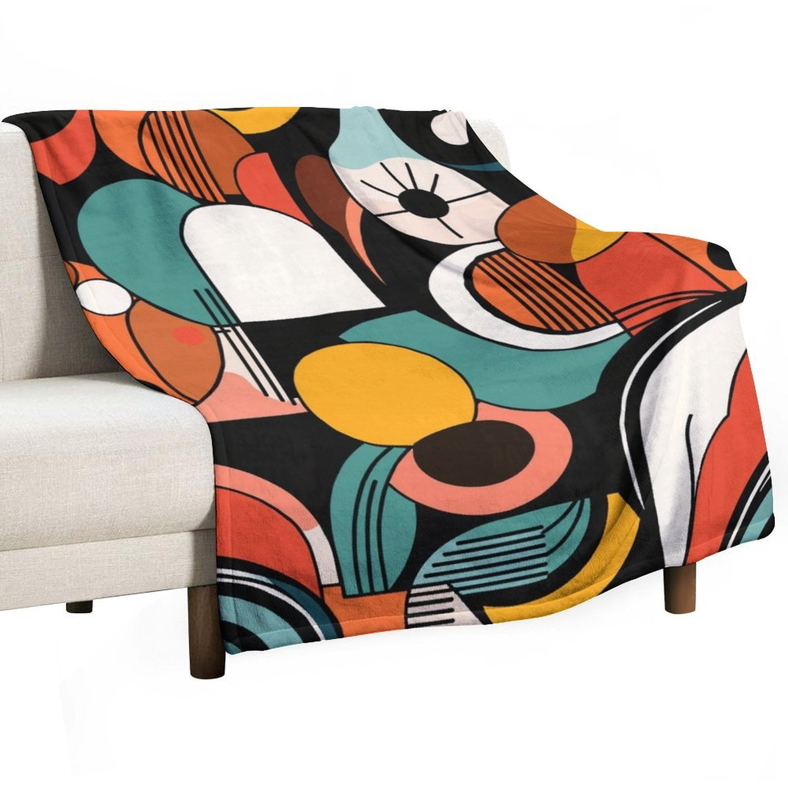 Abstract Colorful Shapes Blanket Picnic Blankets Warm Blanket Soft And ...