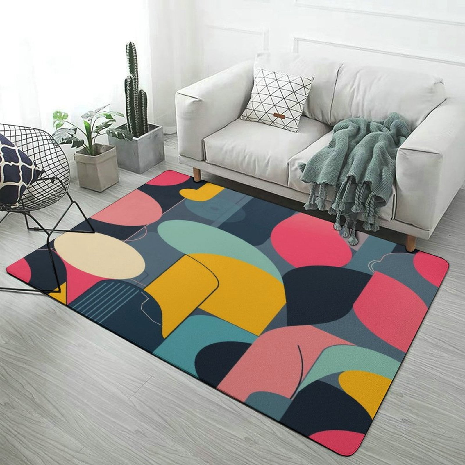 Abstract Colorful Shapes Carpet Large Size Living Room American Style ...