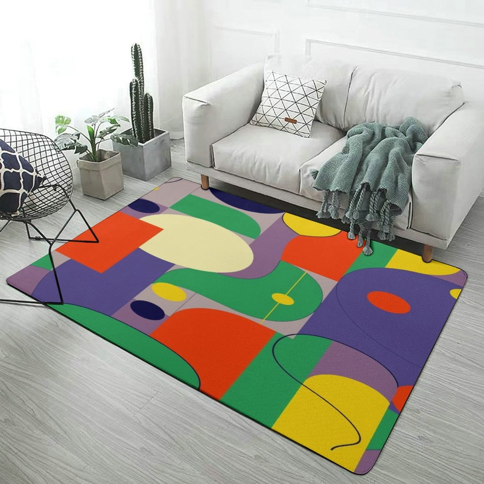 Abstract Colorful Shapes Carpets for Living Room Luxury Rations Sofa ...