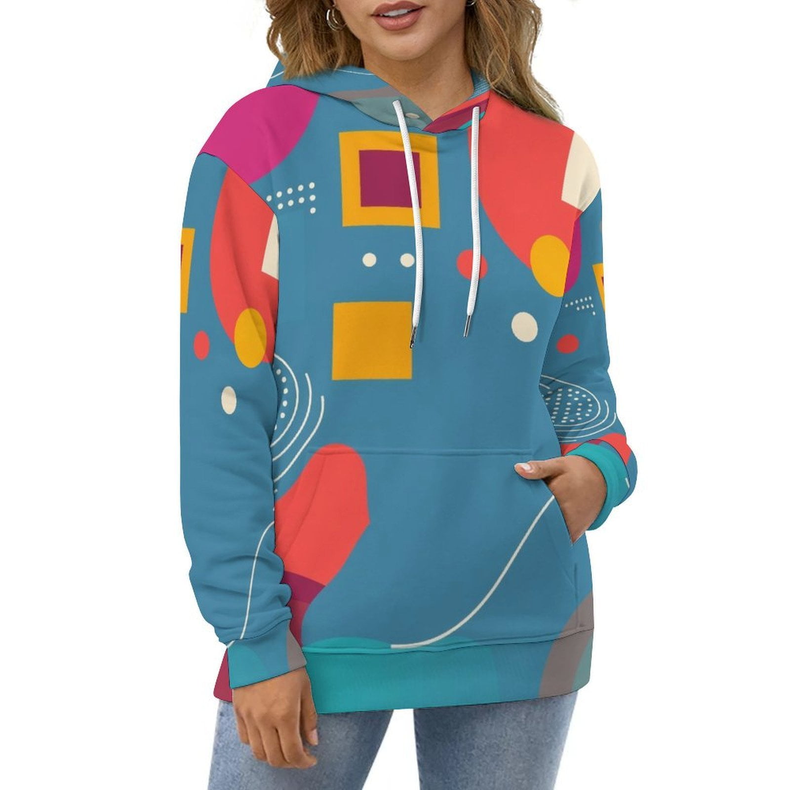 Abstract Colorful Shapes Hoodies Long Sleeve Casual Hoodie Winter ...