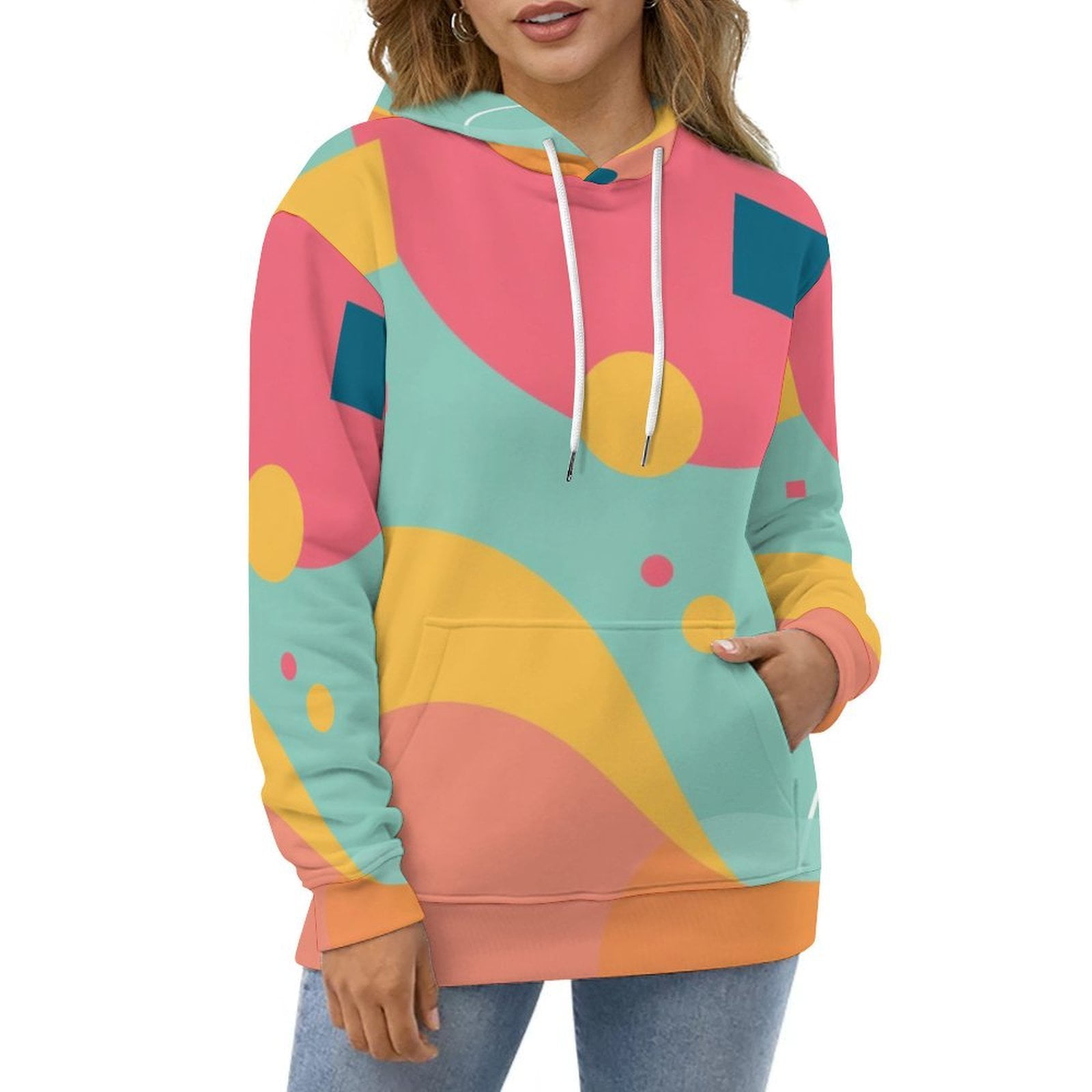 Abstract Colorful Shapes Hoodies Long-Sleeve Spring Fashion Oversize ...