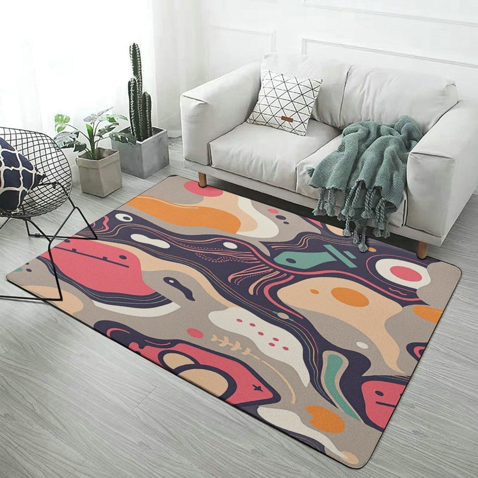 Abstract Colorful Shapes Light Luxury Home Carpets Living Room Ration ...