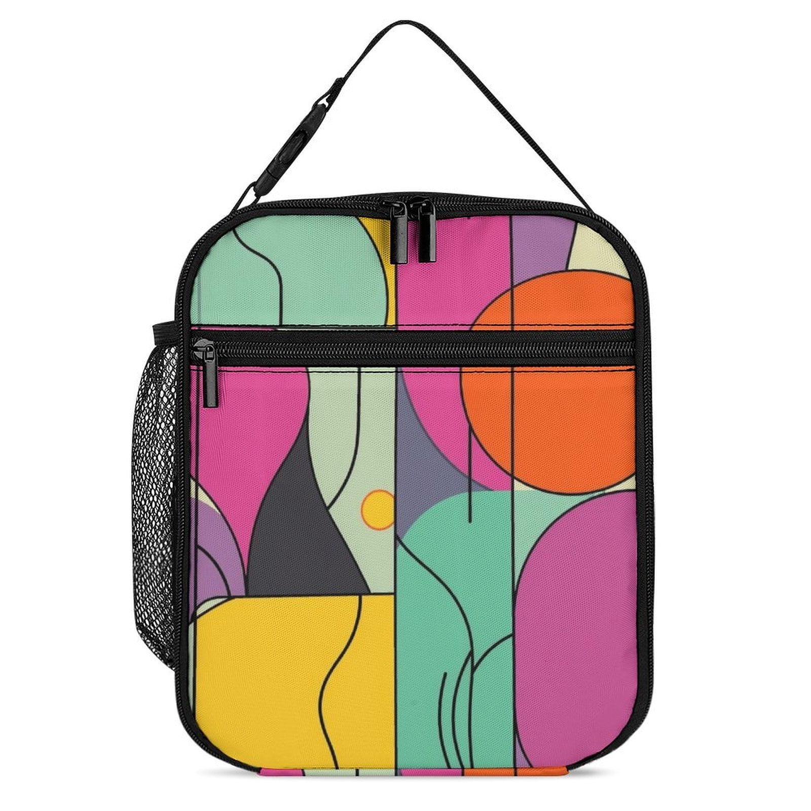 Abstract Colorful Shapes Lunch Bags Bag Reusable Lunch Container Large ...