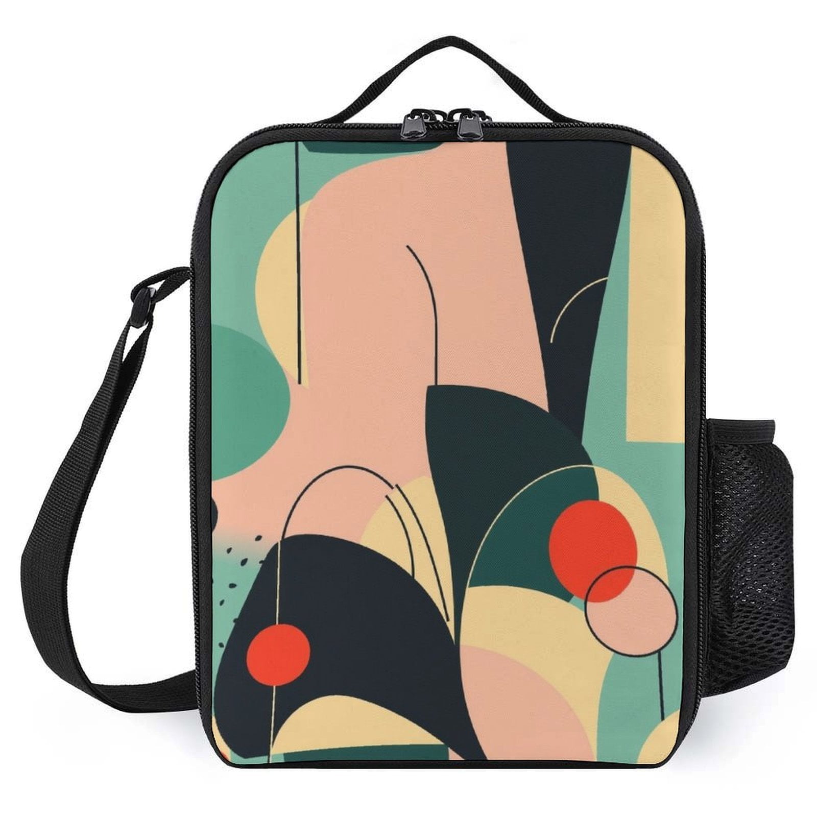 Abstract Colorful Shapes Lunch Box Lunchbag with Strap Waterproof ...