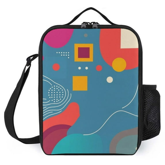 Abstract Colorful Shapes Messenger Bag Cartoon Teenage Crossbody Bag ...
