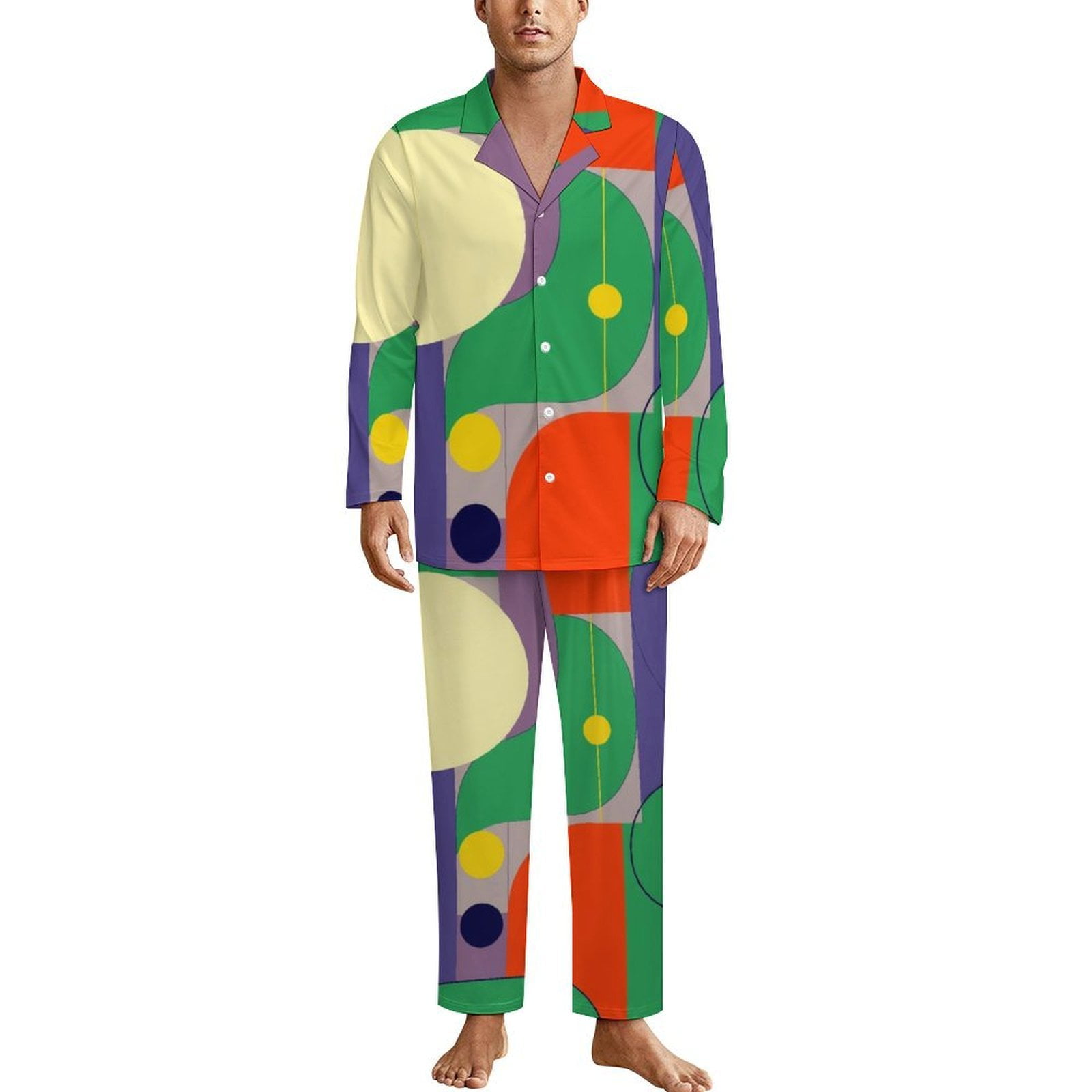 Abstract Colorful Shapes Pajama Set Soft Sleepwear Man Long Sleeves ...