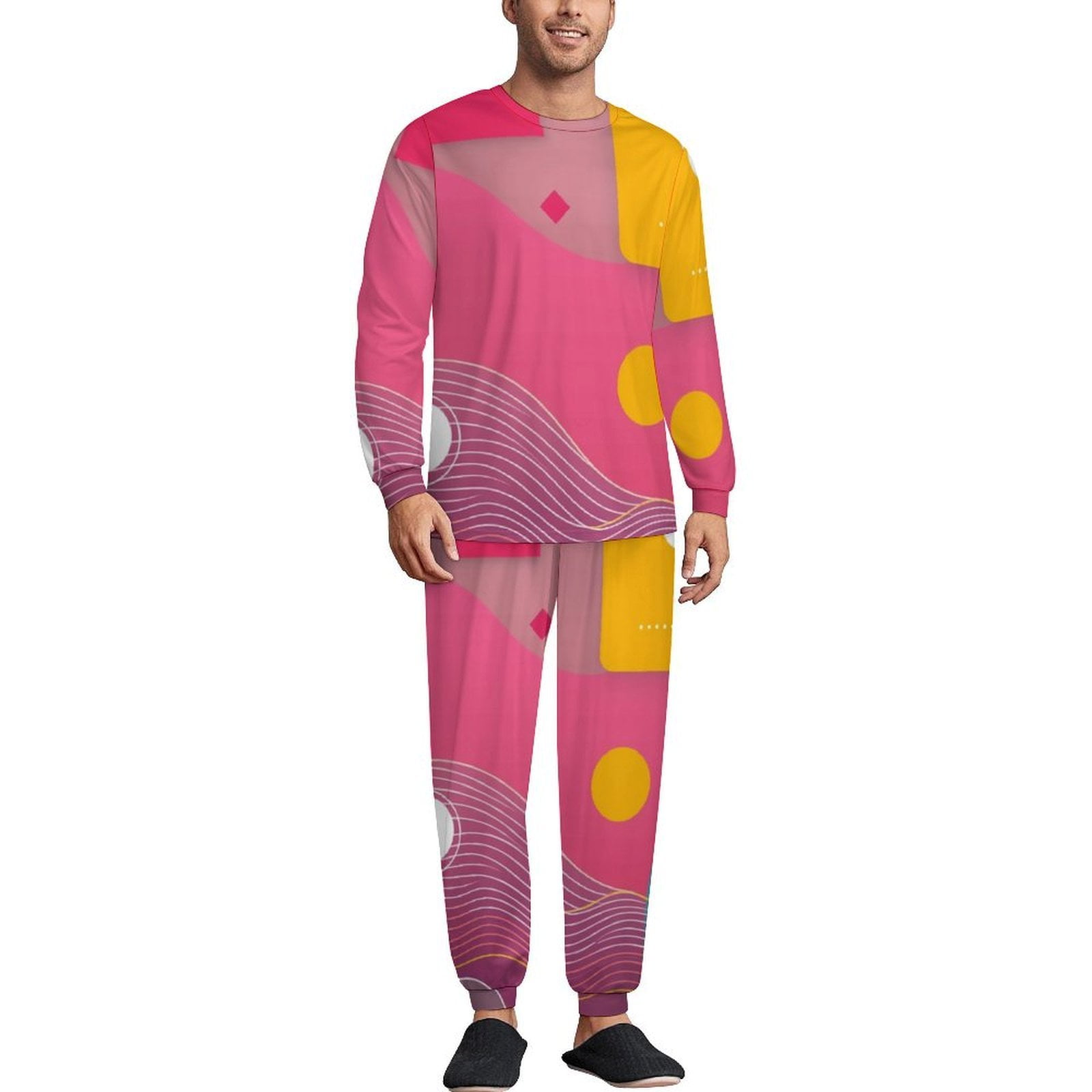 Abstract Colorful Shapes Pajamas Long Sleeves 2 Pieces Room Pajama Sets ...