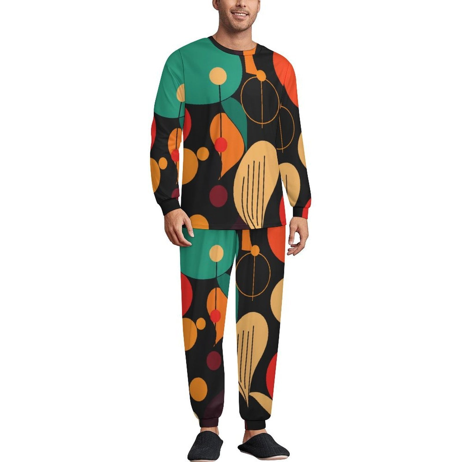 Abstract Colorful Shapes Pajamas Long Sleeves 2 Pieces Room Pajama Sets ...