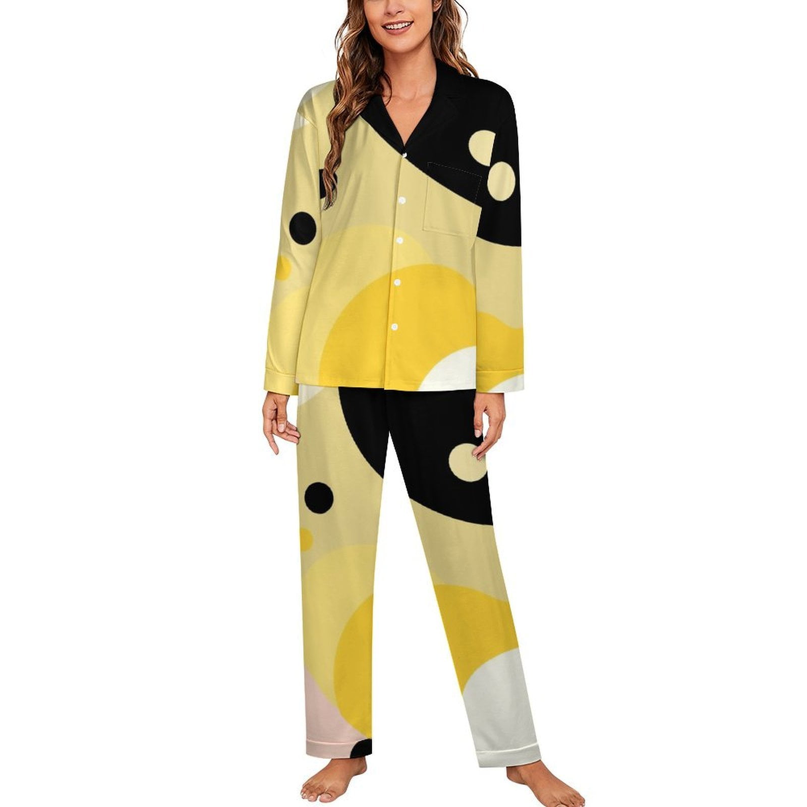 Abstract Colorful Shapes Pajamas Woman Home Suit Autumn Long Sleeve 2 ...