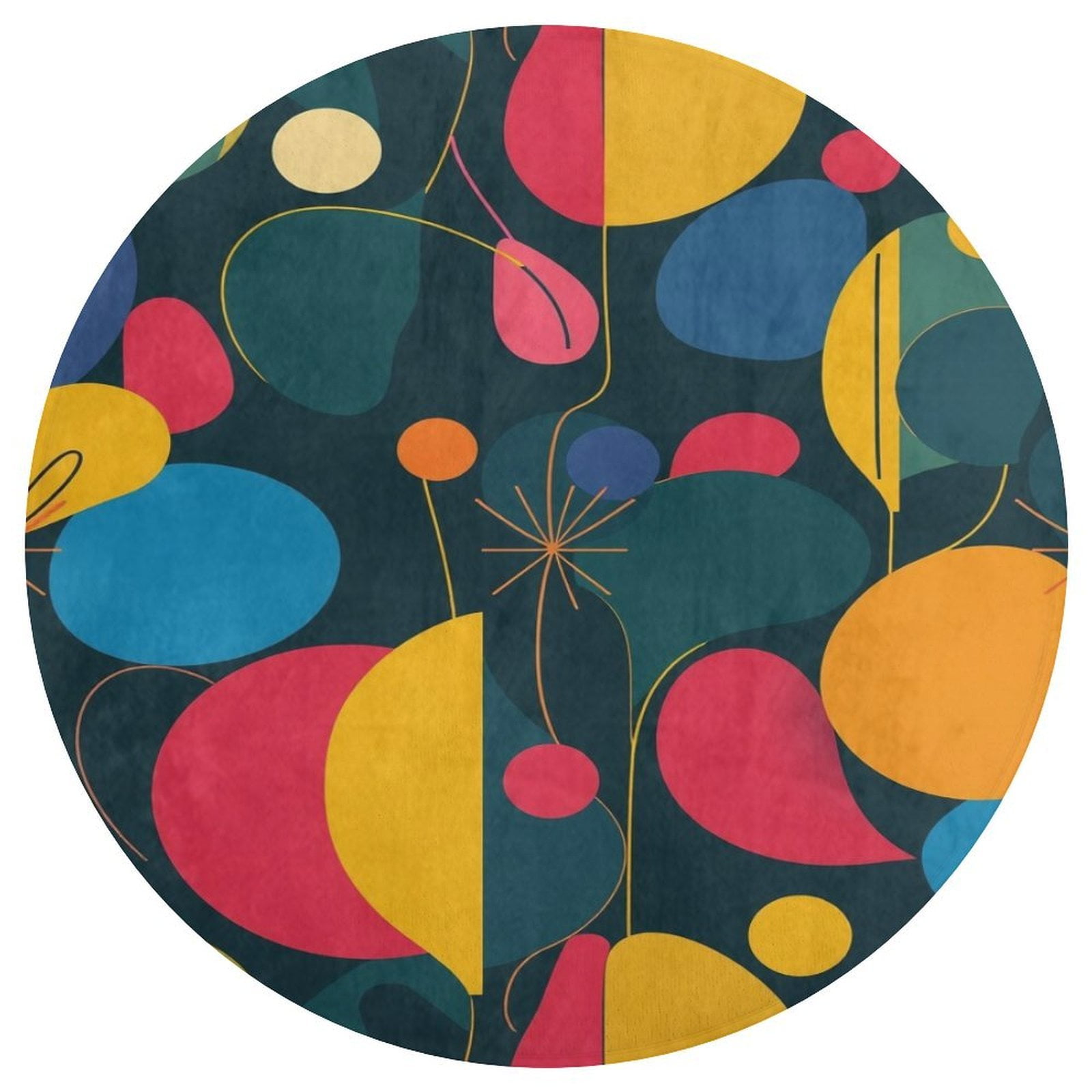 Abstract Colorful Shapes Round Carpet Circle Rug Outdoor Patio Area Rug ...