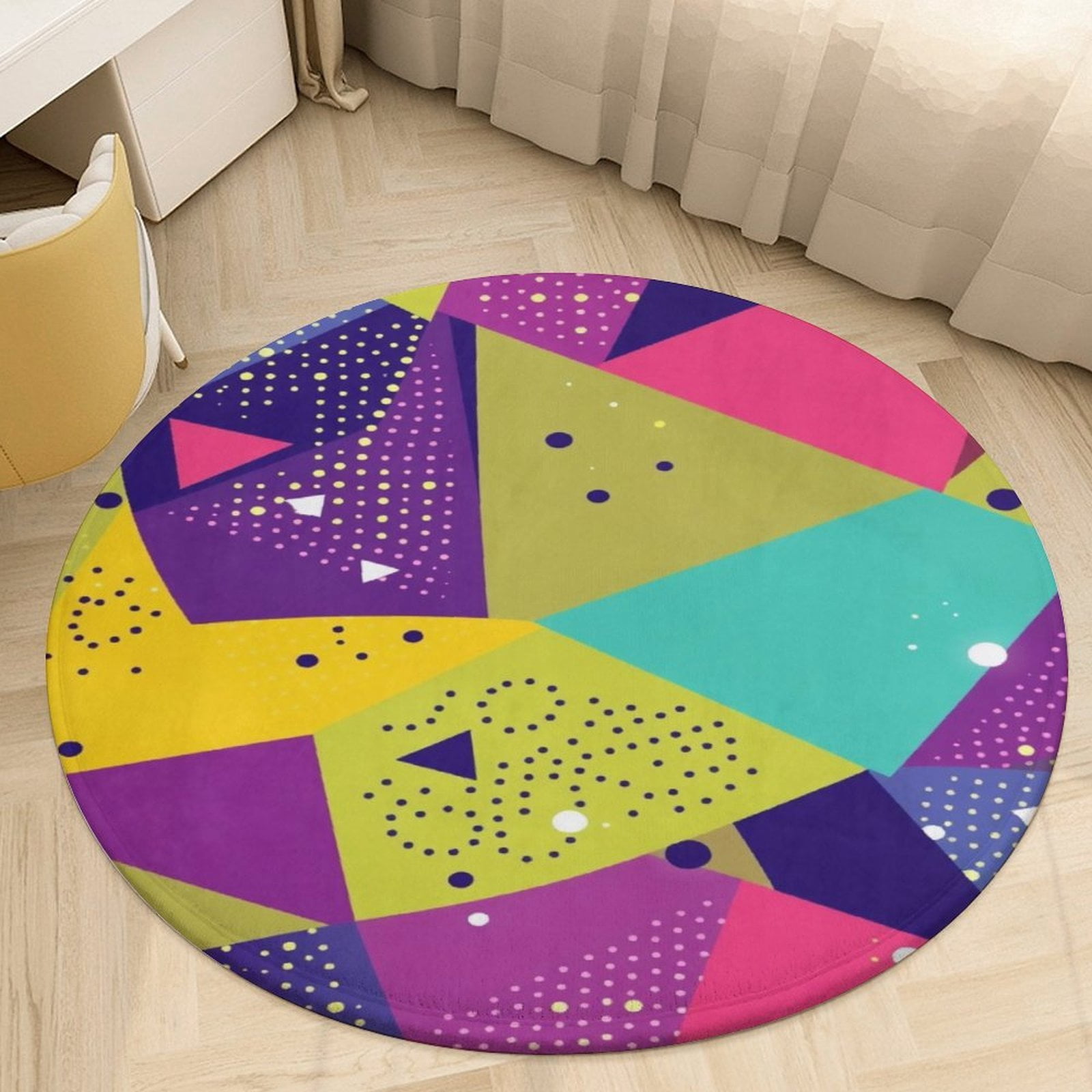 Abstract Colorful Shapes Round Carpets Modern Living Room Ration Rugs ...