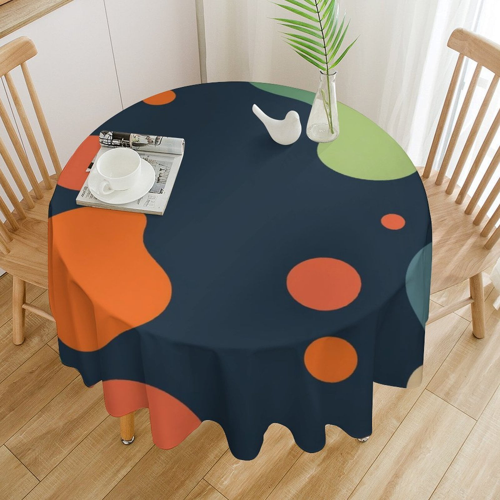 Abstract Colorful Shapes Round Tablecloths Circular Table Cover ...
