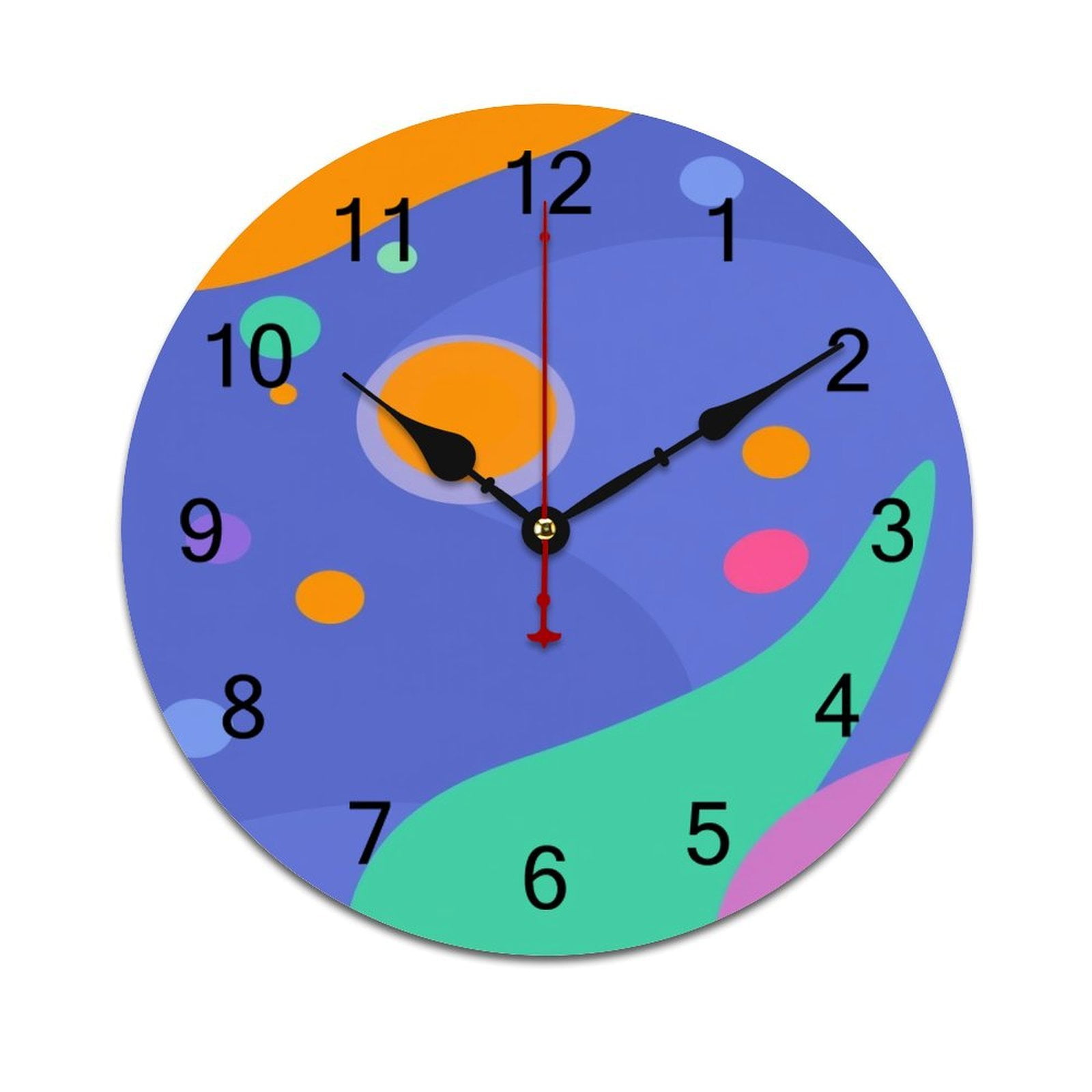 Abstract Colorful Shapes Round Wall Clock Modern Design Home Living ...
