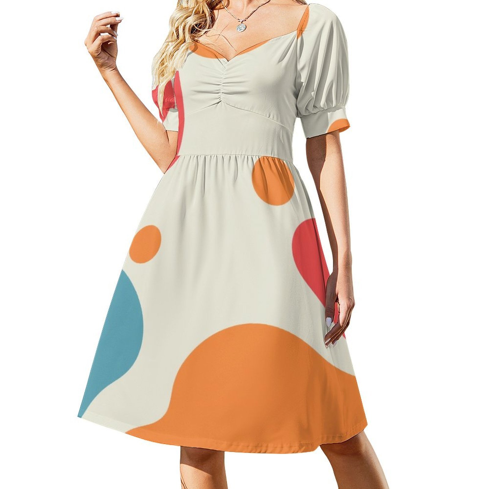 Abstract Colorful Shapes Short Sleeved Dress Fairy Dress Evening Gown ...