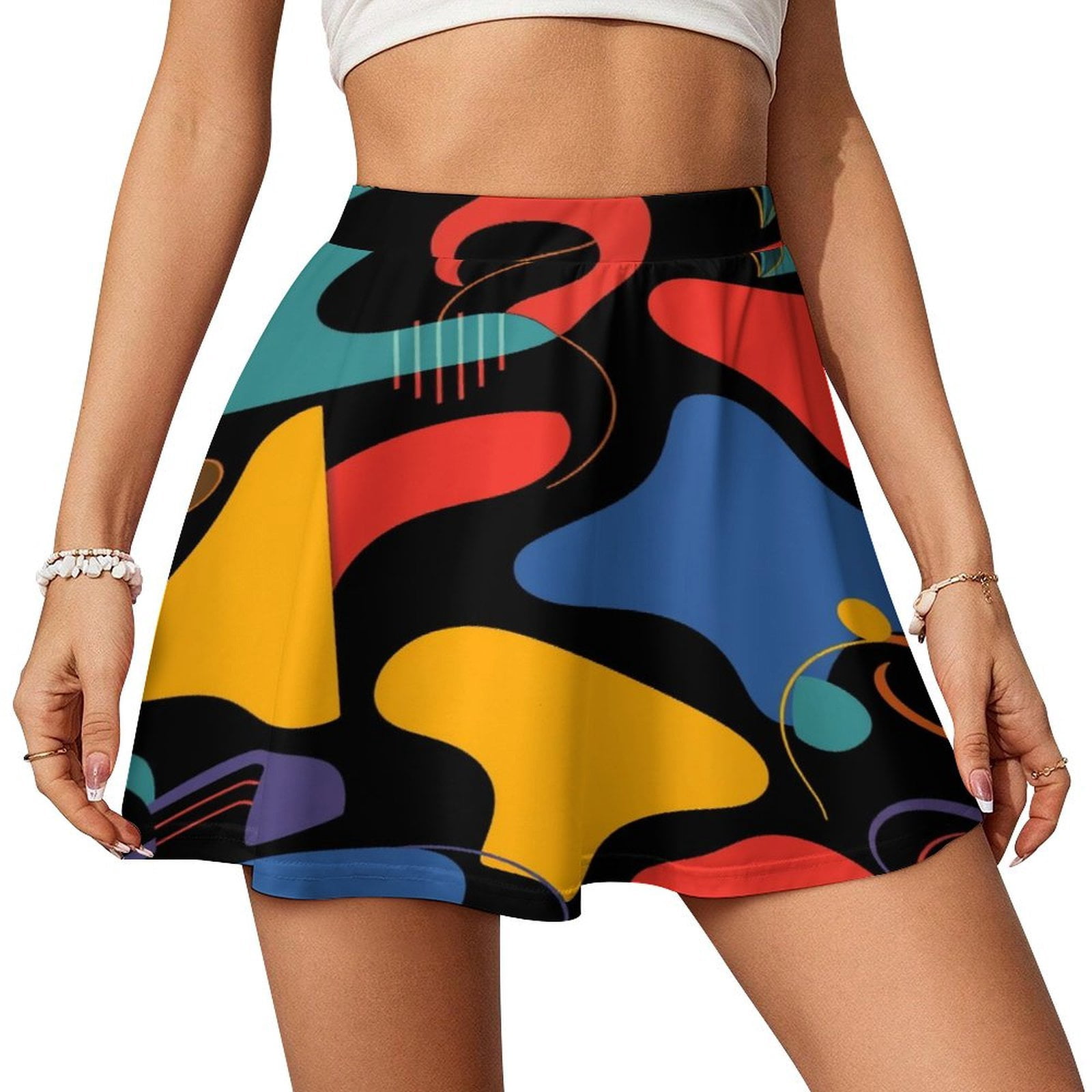 Abstract Colorful Shapes Skirt Summer Casual Skirts Trendy Mini Skirt ...