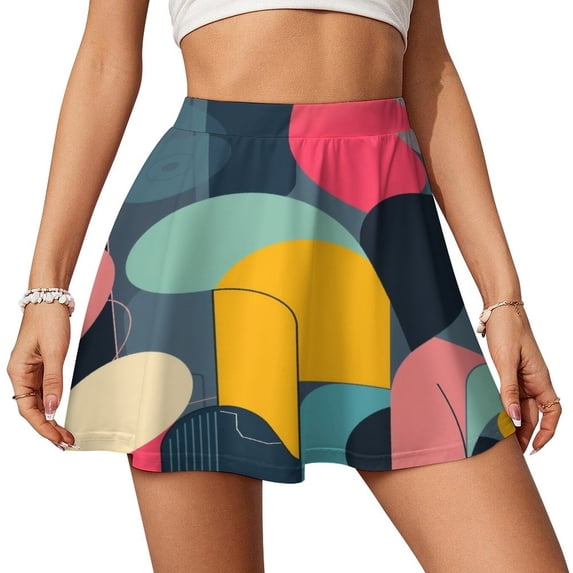 Abstract Colorful Shapes Skirt Summer Skating Skirts Trendy Mini Skirt ...