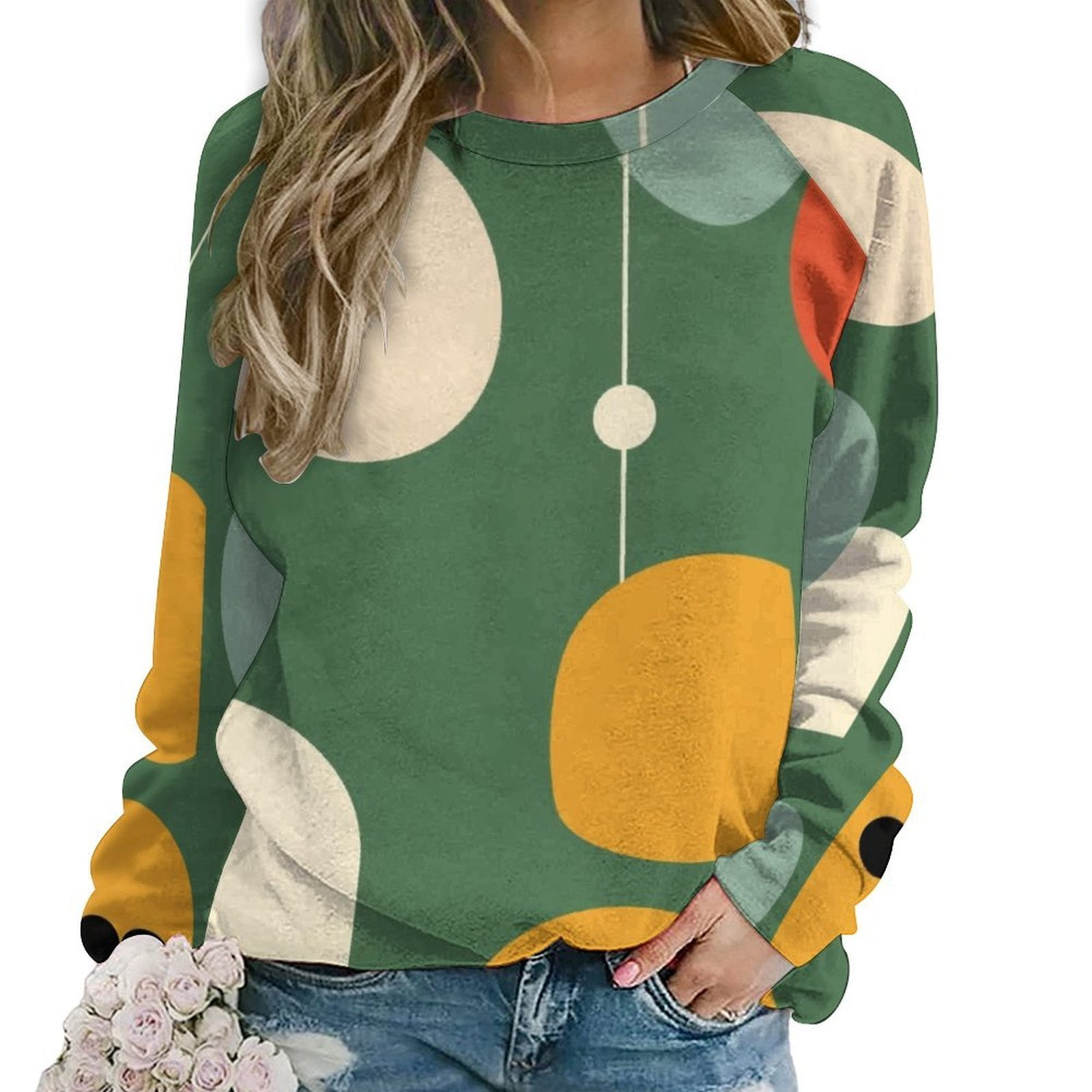 Abstract Colorful Shapes Sweatshirts Women T-shirt Long Sleeve O-neck ...