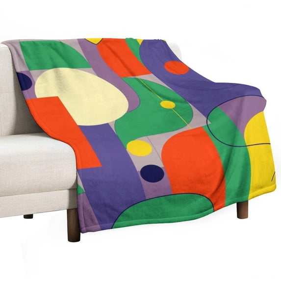 Abstract Colorful Shapes Throw Blanket Warm Plush Blankets for Adults ...