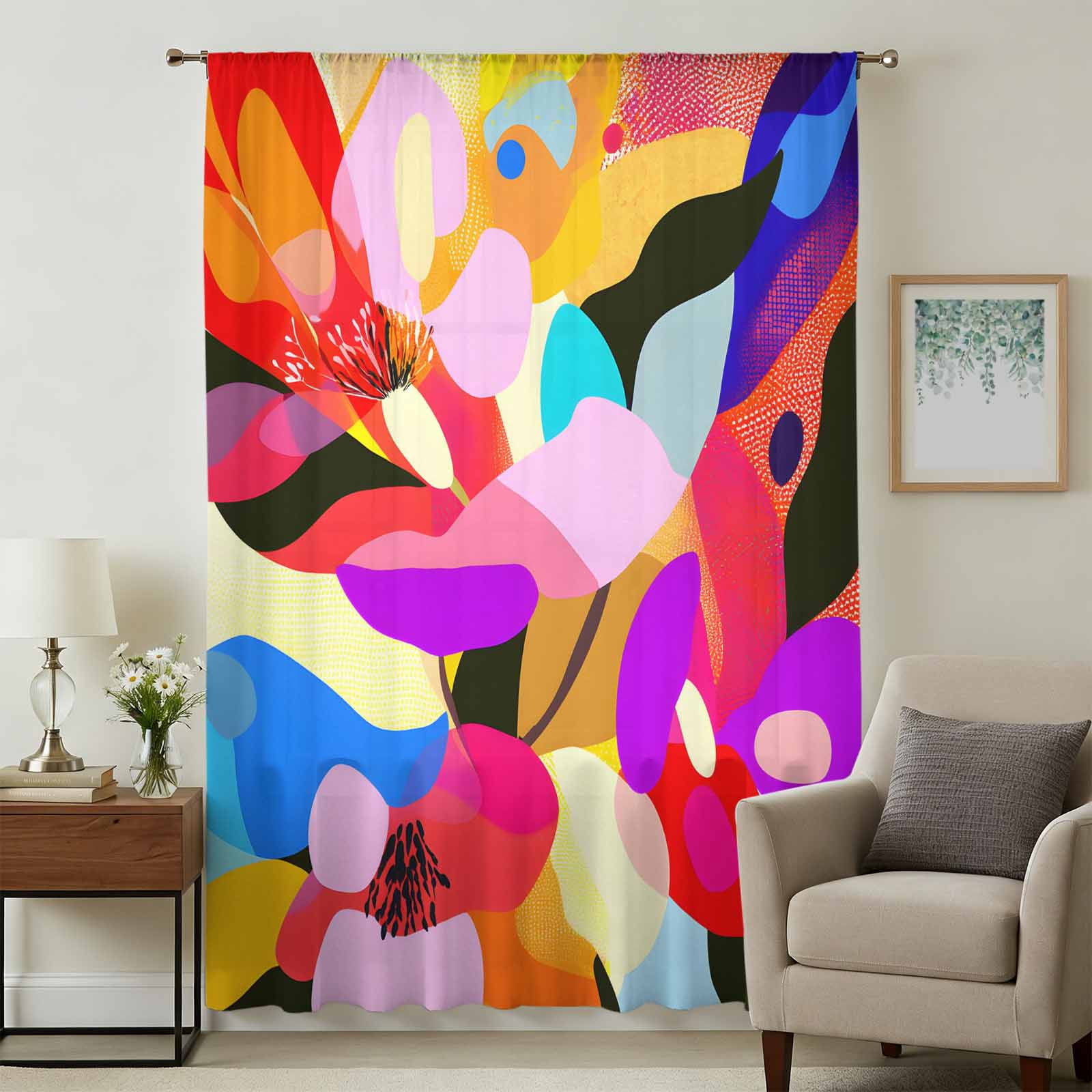 Abstract Colorful Sheer Curtains 108