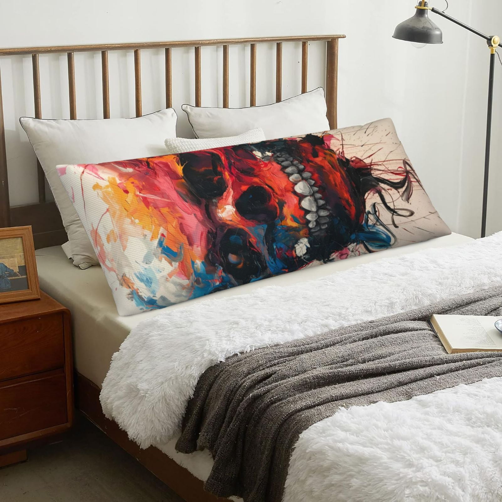 Abstract Colorful Skull Art Body Pillow Cover, Printing Cooling Body ...