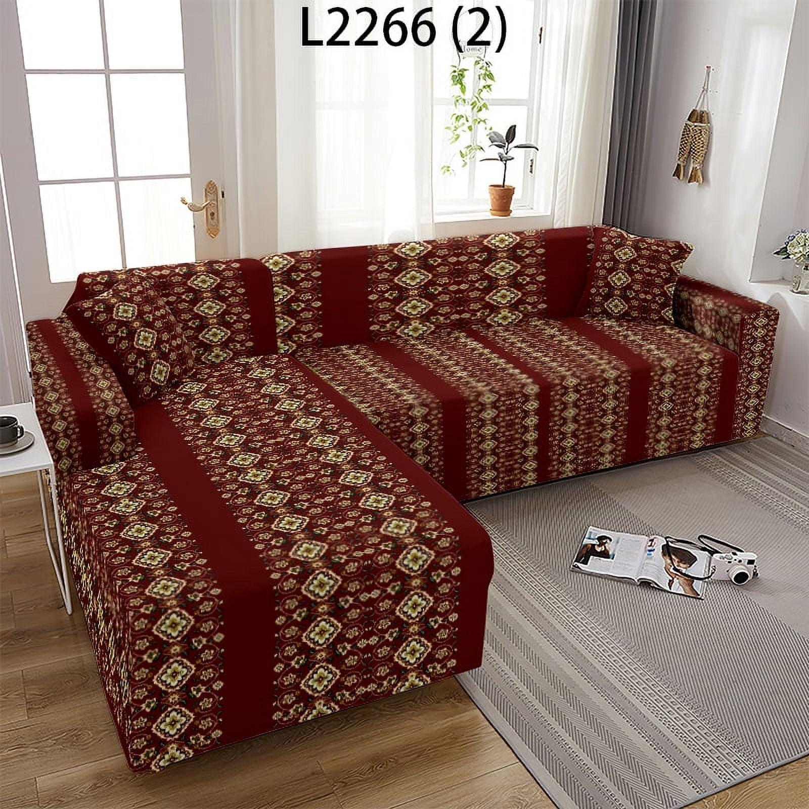 Abstract Colorful Sofa Cover Elastic Stretch L-shape Sofa Ink Painting ...