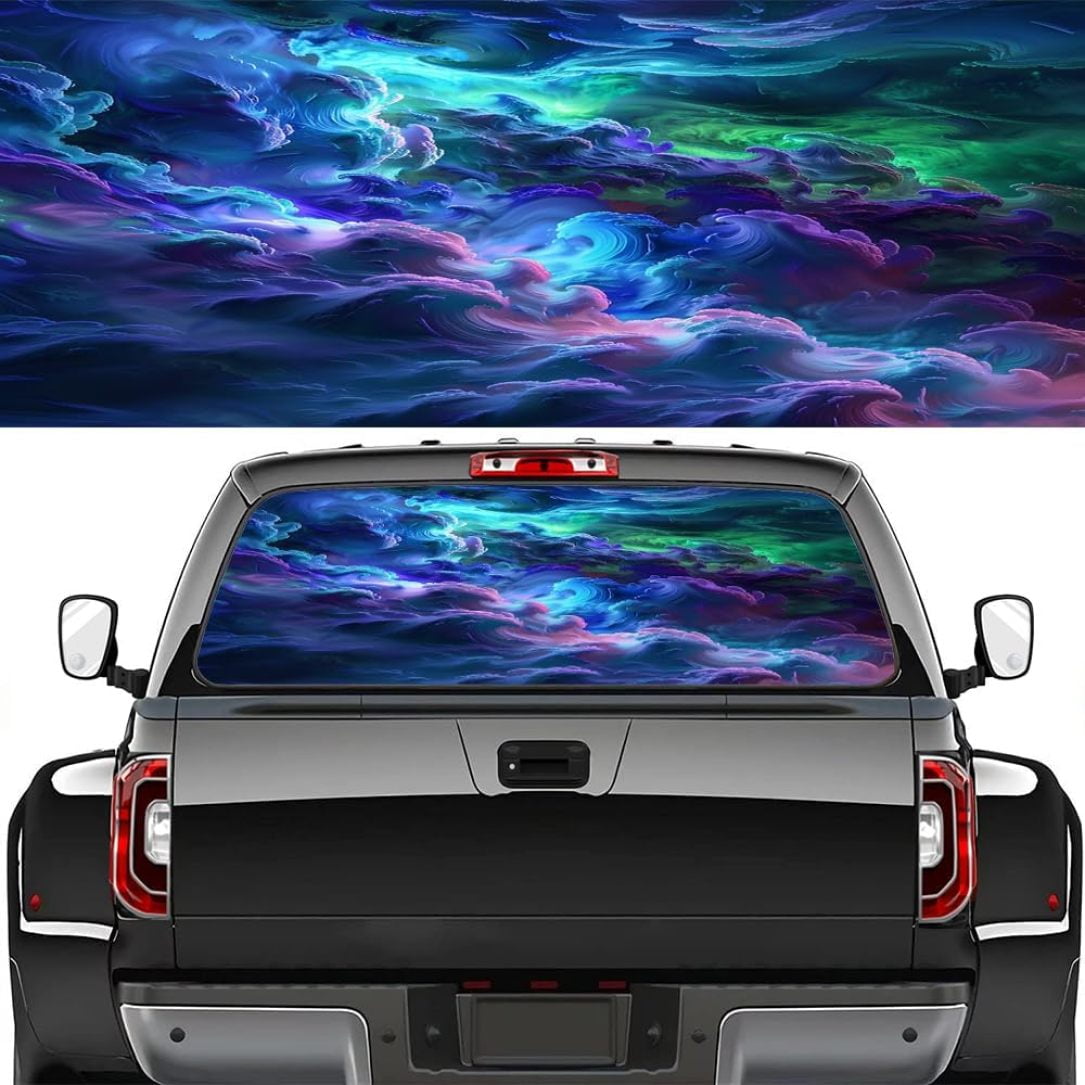 Abstract Colorful Space Truck Rear Window Graphic Decals, Mysterious Space Fantasy Pickup Car ...