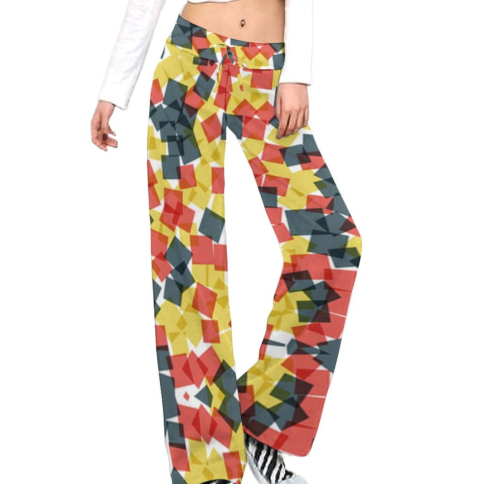 Abstract Colorful Square Pattern Design Summer Outfits Flowy Palazzo ...