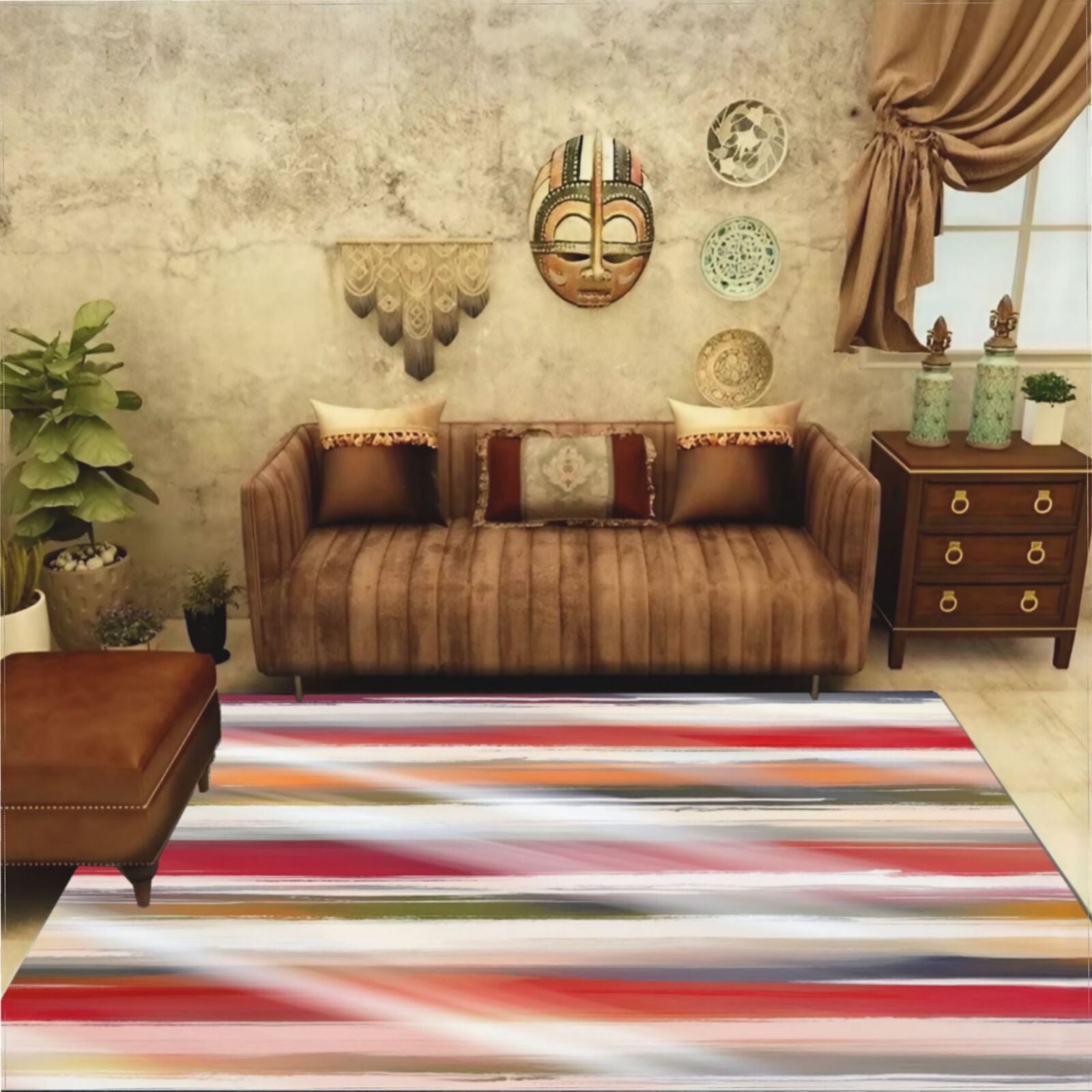 Abstract Colorful Striped Artwork Light Luxury Home Carpets Living Room ...