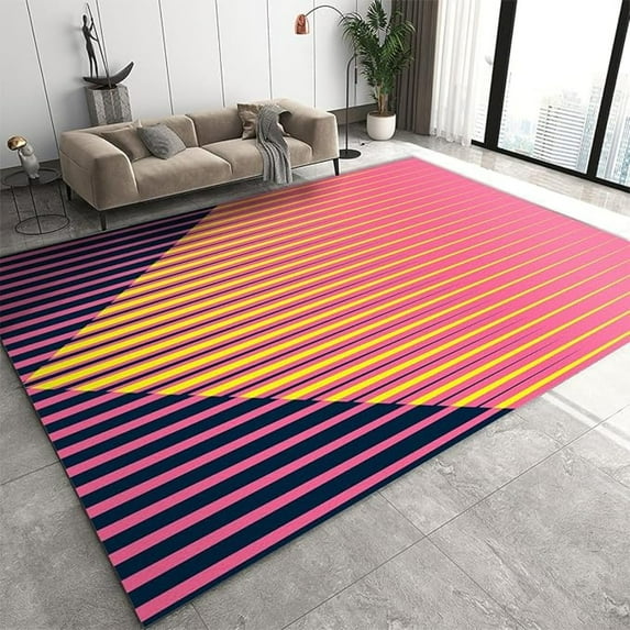 Abstract Colorful Stripes Area Rugs, Pink Gradient Geometry Soft ...