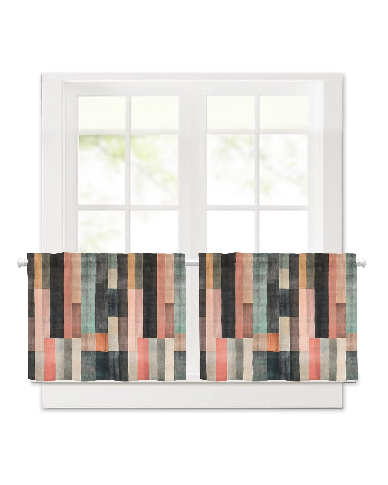 Abstract Colorful Stripes Short Blackout Curtains 24 Inch Long,Country ...