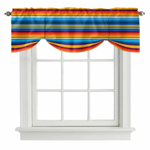 Abstract Colorful Stripes Tie Up Valance Curtains Yellow Red Blue ...