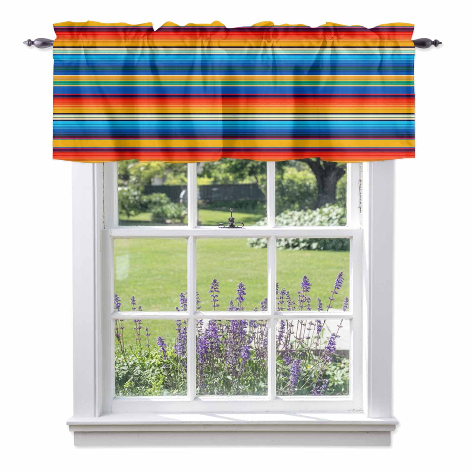 Abstract Colorful Stripes Valances for Windows Yellow Red Blue Striped ...
